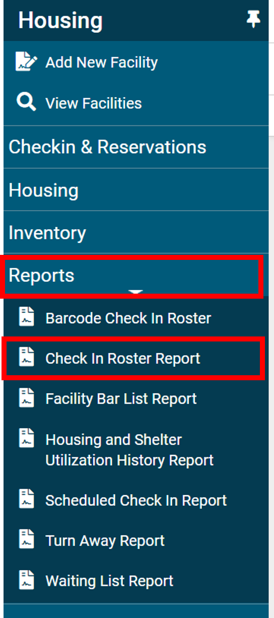 Check In Roster Report - Housing Forward