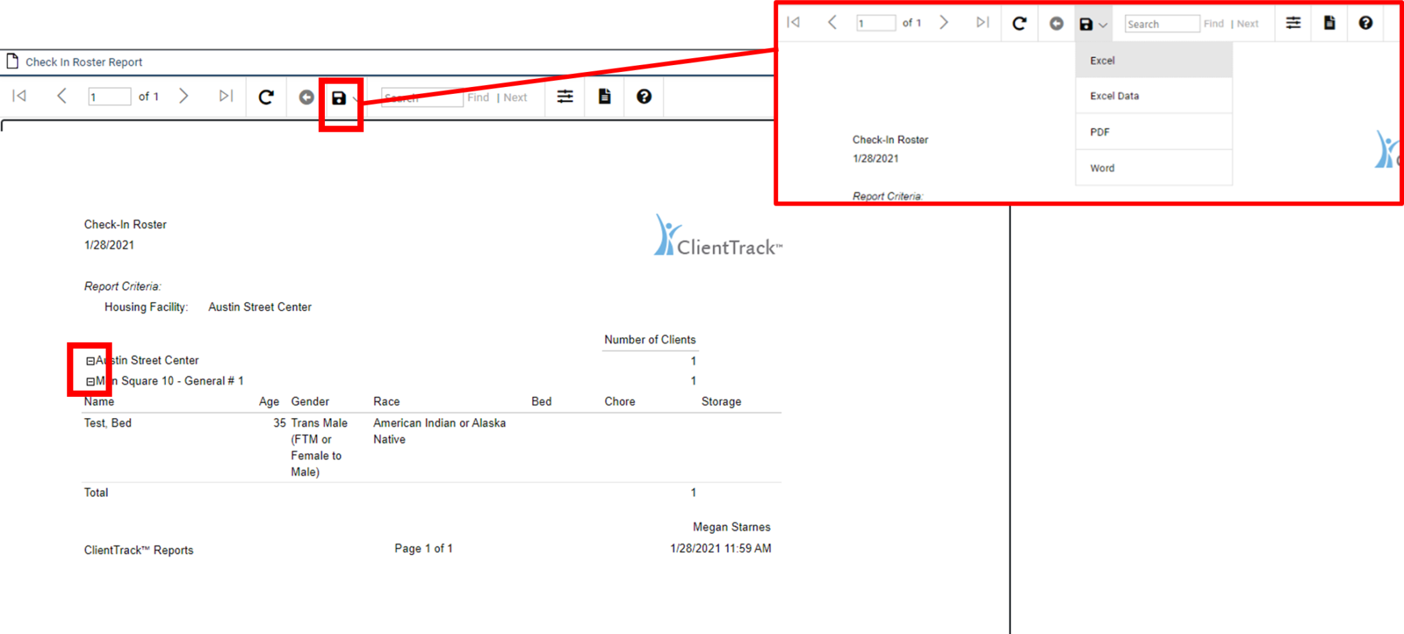 Check In Roster Report - Housing Forward