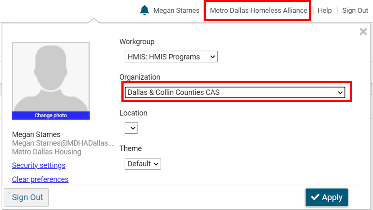 Changing your Organization in ClientTrack - Housing Forward