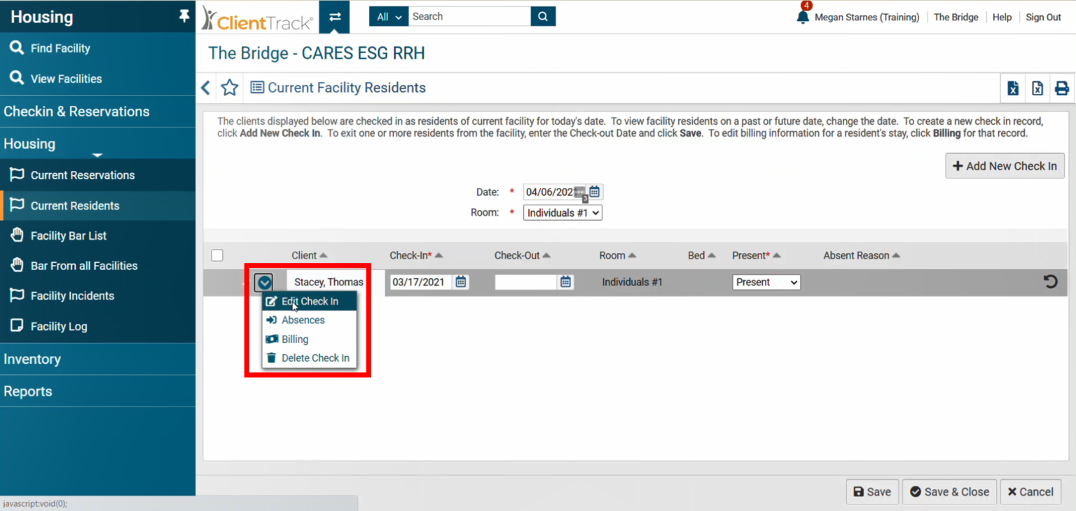 Edit Housing Check-in - Housing Forward