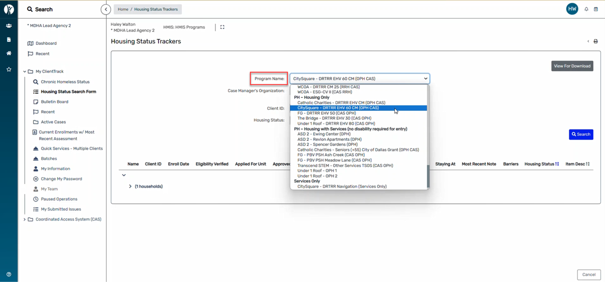Housing Status Tracking - Housing Forward