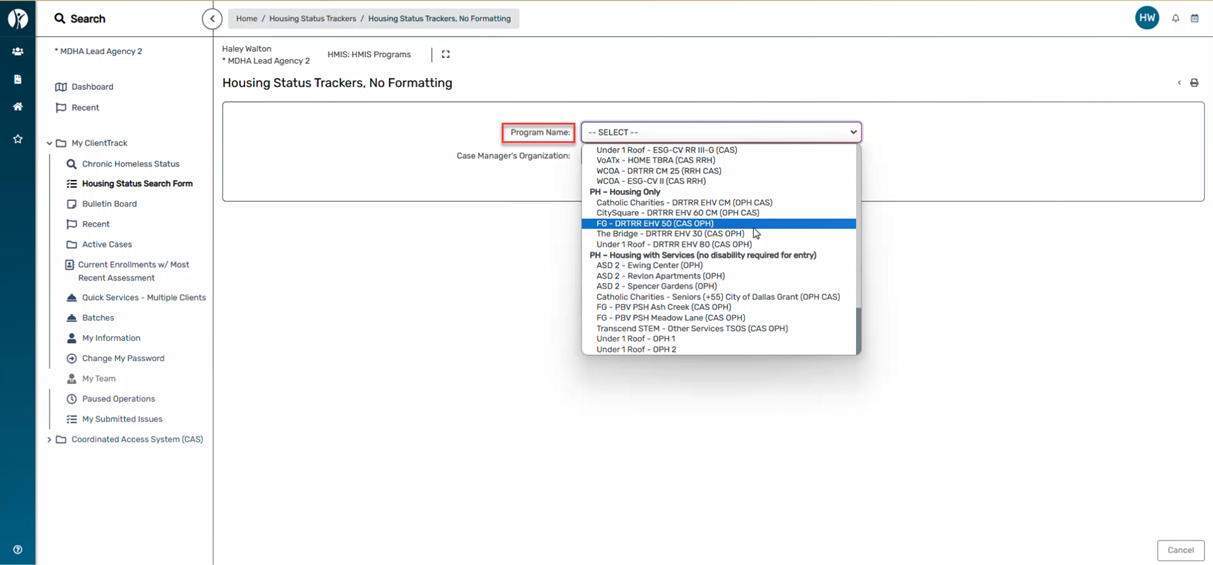 Housing Status Tracking - Housing Forward