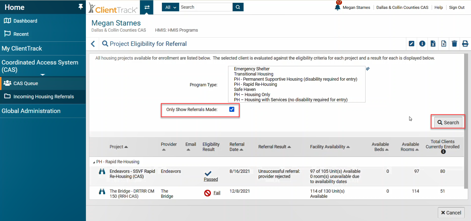 Viewing CAS Referrals - Housing Forward