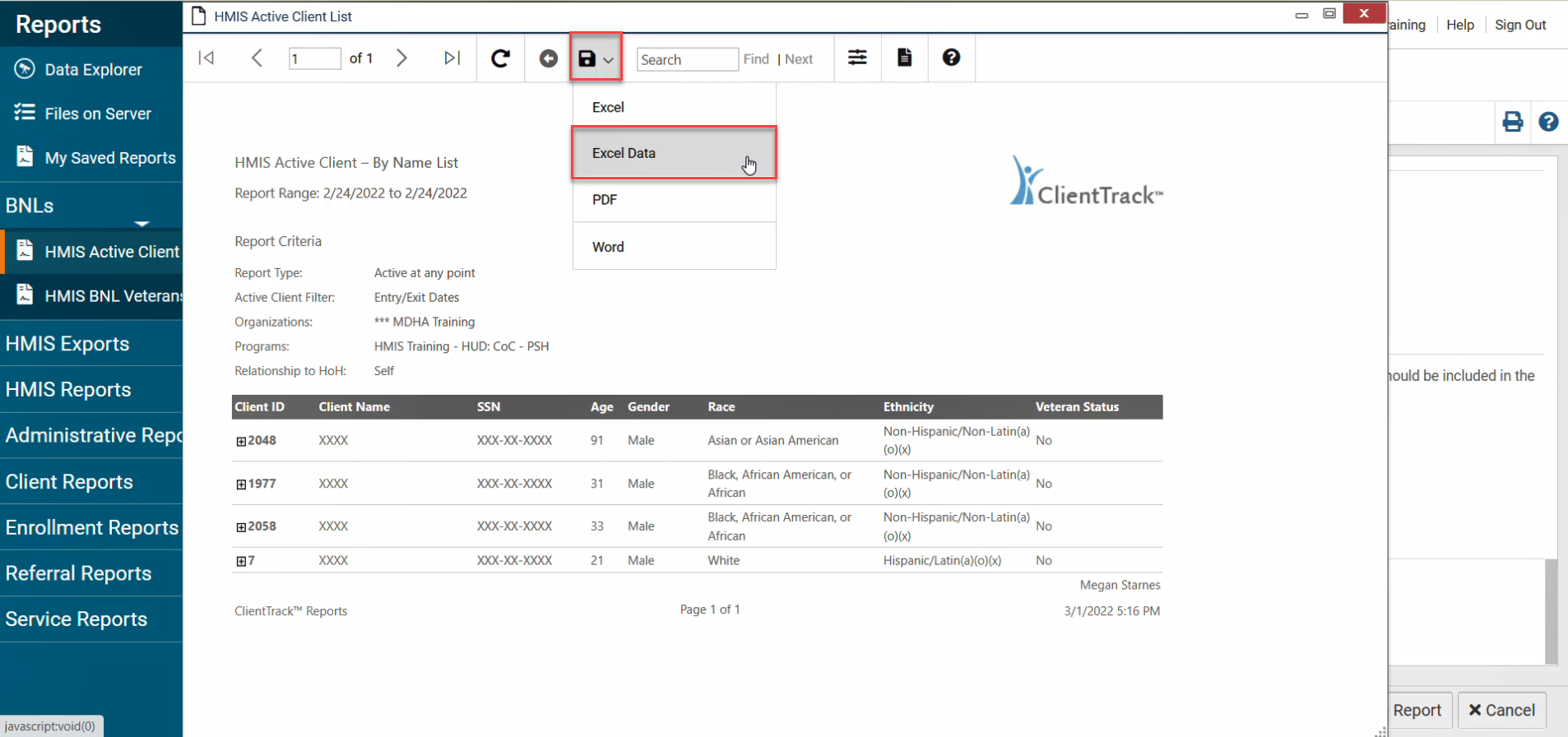 Saving a Canned Report - Housing Forward