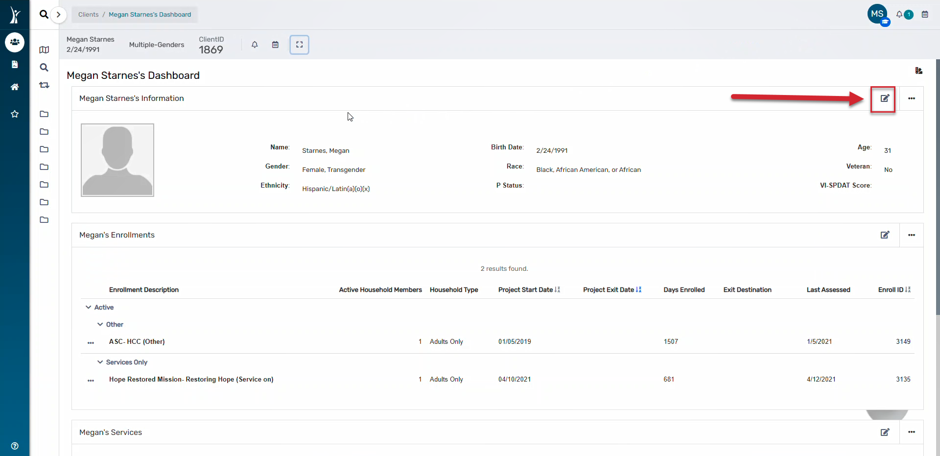 Edit Client Information - Housing Forward