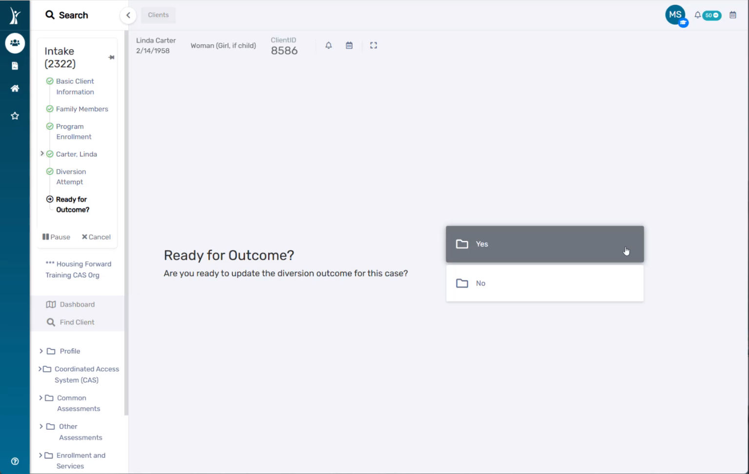 Edit CAS Project Entry Workflow - Housing Forward