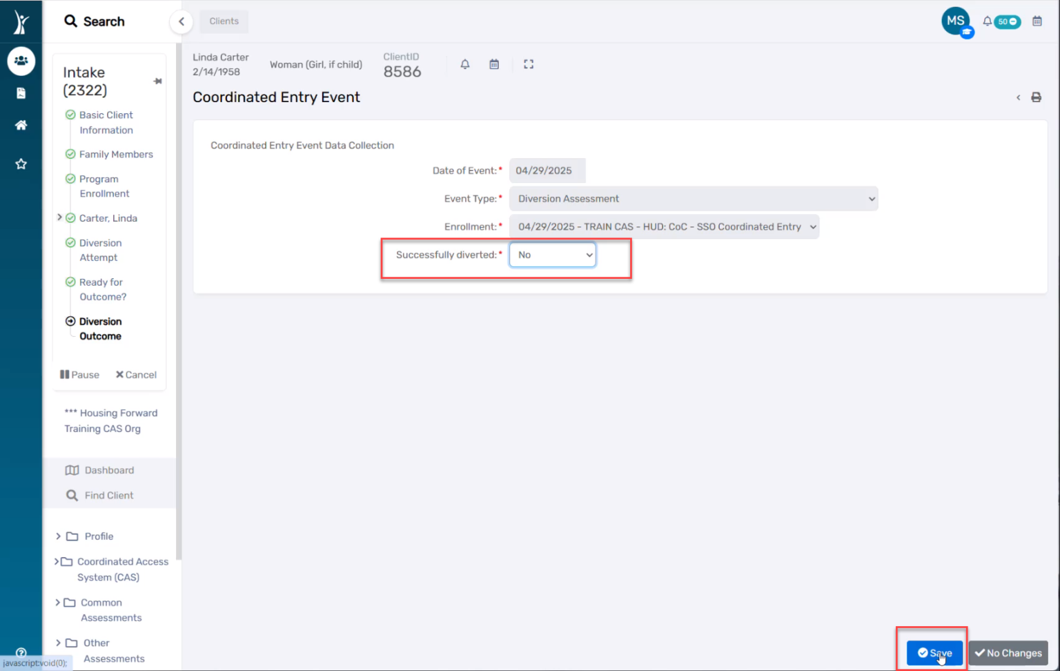 Edit CAS Project Entry Workflow - Housing Forward