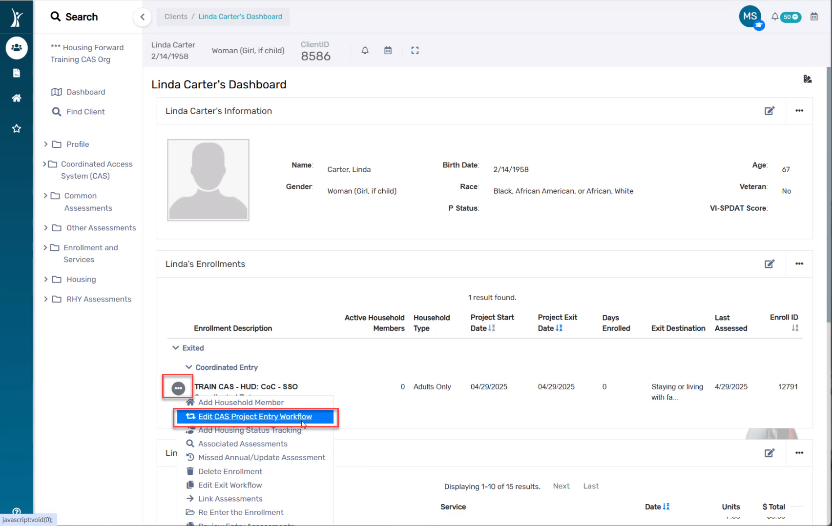 Edit CAS Project Entry Workflow - Housing Forward