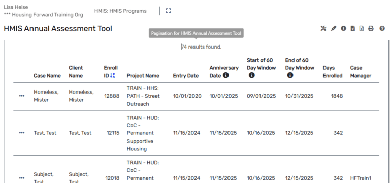 HMIS Annual Assessment Tool - Housing Forward